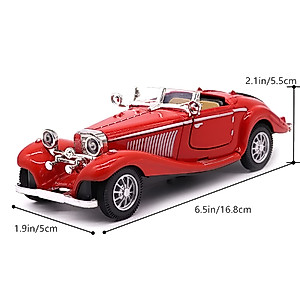 1:28 Scale Pullback Diecast Metal Antique Classic Model Cars Collectible Toy Gifts (Red,Length 6.5in/16.8cm)