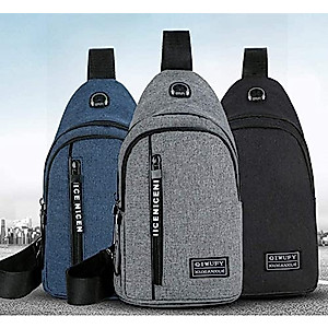 YERCHIC Small Sling Bag Crossbody Chest Shoulder Water Resistant Purse One Strap Travel Bag for Men Women With Earphone Hole BLACK