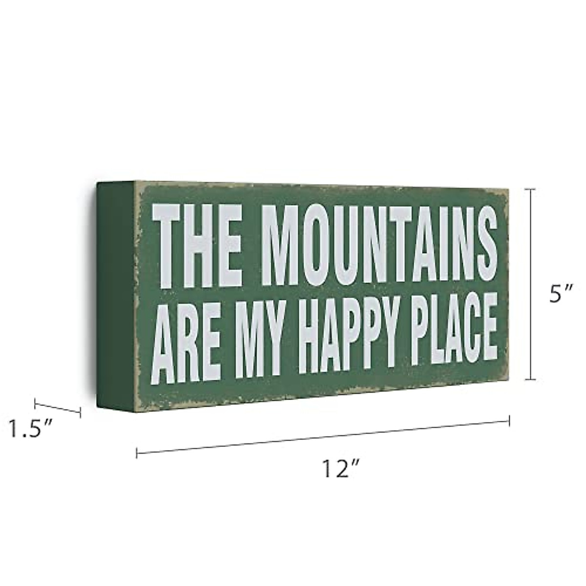 Barnyard Designs 'Mountains' Wooden Box Sign Motivational Desk Decor, Primitive Decor Office Desk Decorations for Women Office Bathroom Shelf Decor Inspirational Desk Decor, 12x5