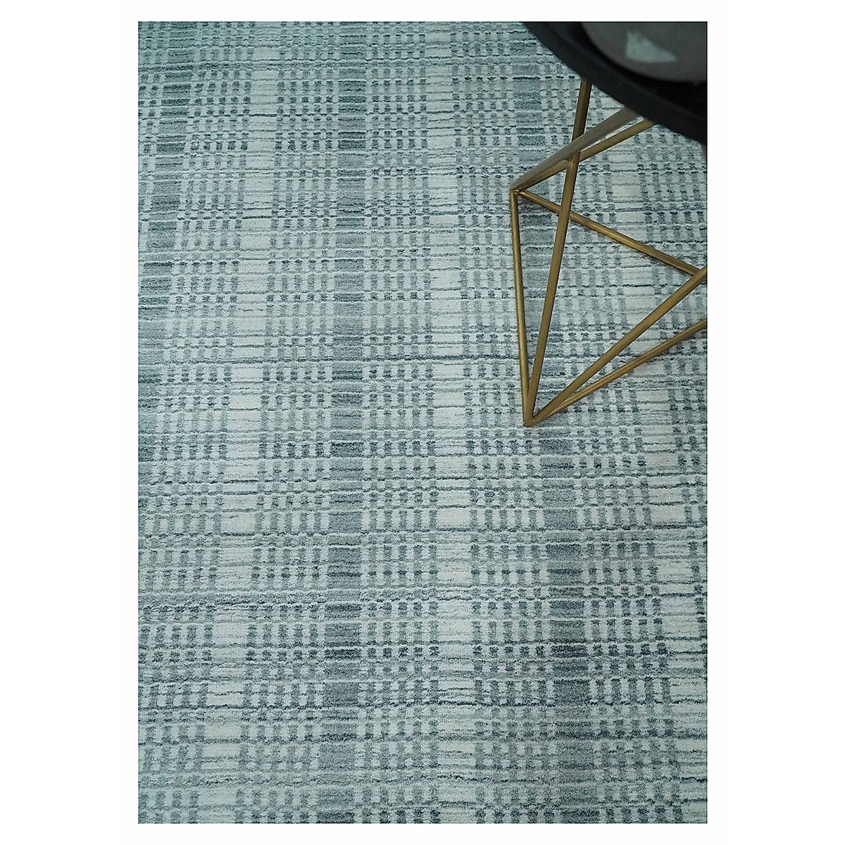 Hand Made Striped Scandinavian Blended Wool Flatwoven Area Rug, Ivory, Silver and Gray, 8X10 | KE2810