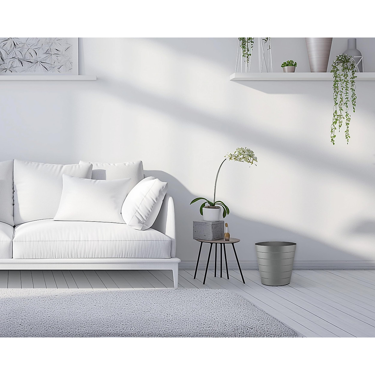 Zuvo Plastic Paper Bin 8L - Shatter-Proof Waste Basket for Office Desk & Bedroom Bin - Ideal Paper Bin with Wave Design - Grey