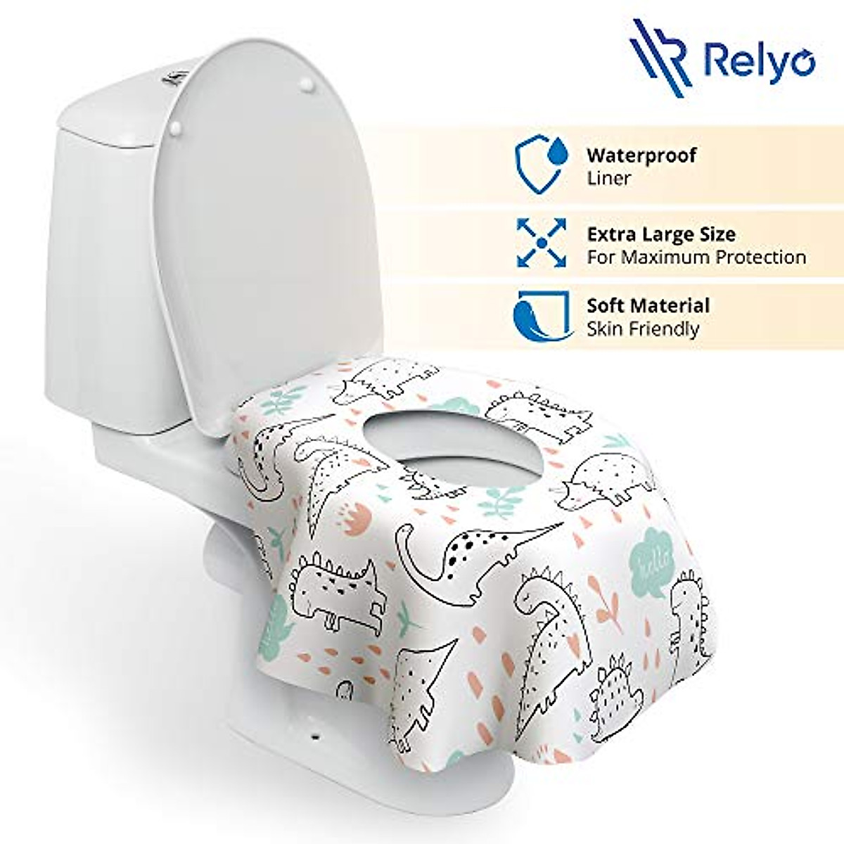 Toilet Seat Covers Disposable - 20 Pack - Waterproof, Ideal for Kids and Adults – Extra Large, Individually Wrapped for Travel, Toddlers Potty Training in Public Restrooms (Dinosaurs, 20)