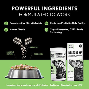 Ruff & Purr Probiotics for Dogs – Multi-Strain Probiotics and Prebiotics for Gut Health, Immune Support, Healthy Skin and Coat – Clinically Studied DE111 & PreforPro – 60 Easy to Give Capsules