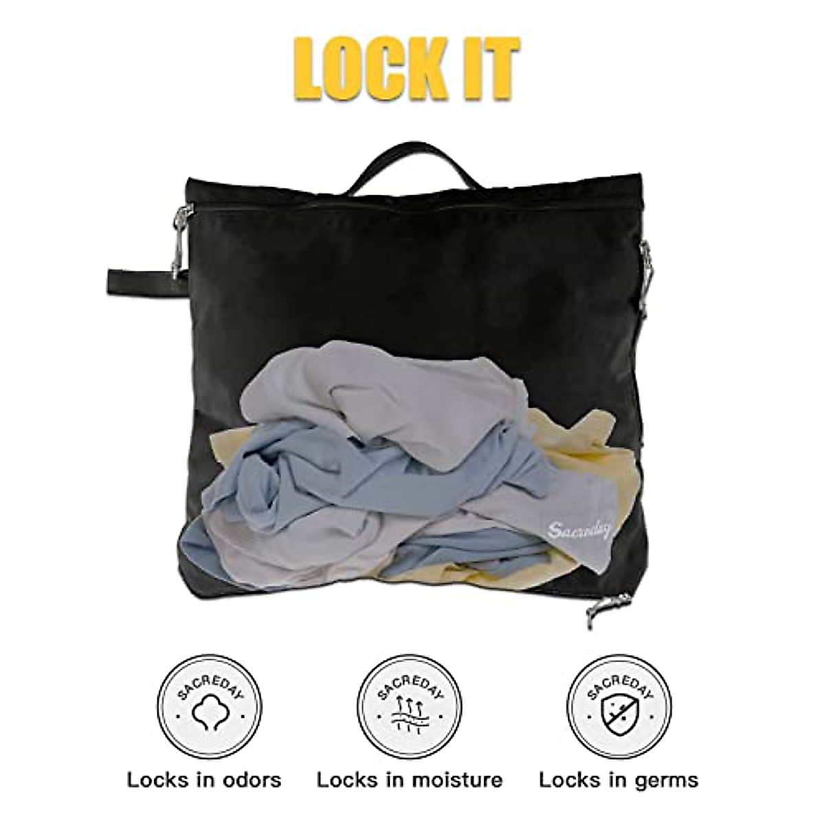 Mesh Laundry Bag Travel Bags-Small Hanging Wash Delicates Reusable Dirty Bag, Travel, Gym, Healthcare Workers, Laundry, Sports, Fitness, Swimwear, Camping, Wet Clothes. L (Black)