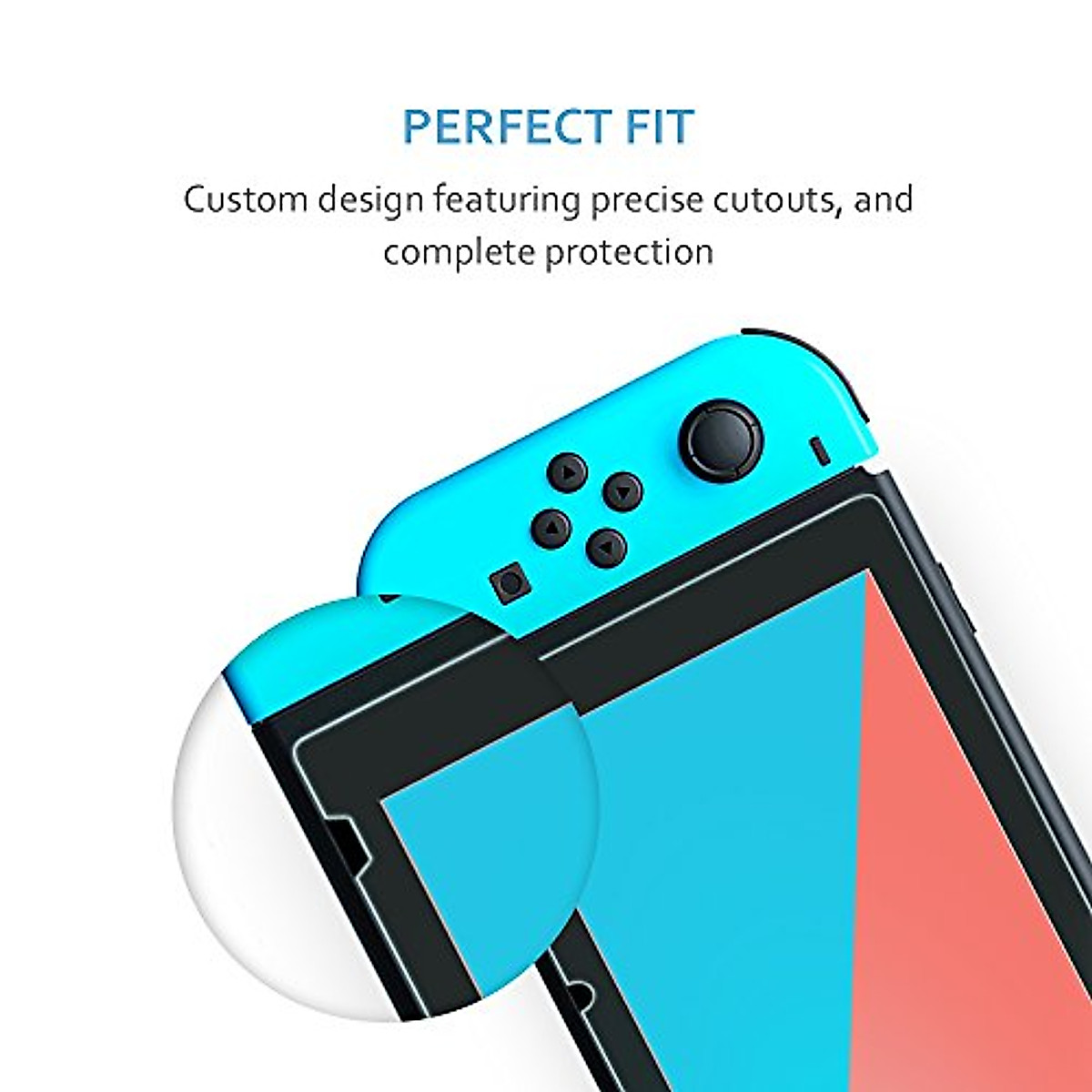 Nintendo Switch Screen Protector, TJS [Tempered Glass] [2-Piece] [Works While Docking] - 0.3mm Thickness/Bubble Free/Ultra Clear/9H Hardness/Anti-Scratch/Shatterproof/Anti-Fingerprint (Clear)