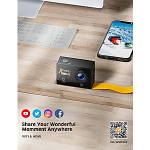 CAMWORLDCAM FOXGEEK Action Camera 4K 20MP WiFi Underwater 131FT Waterproof Sport Cam with Image Stabilization External Microphone Remote Control 2 Batteries & Helmet Accessories Kit, Black