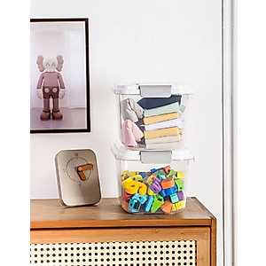 YYXB 8 Pack Clear Latch Box/Bins with Handle and Lid, Plastic Stackable Latching Box for Storage, Multi-Purpose, 5Litre/5.5 Quart