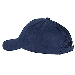 High Ponytail Baseball Hat - Women Messy Bun Hat, Sun Protection Ponycaps Retro Cap Navy Blue