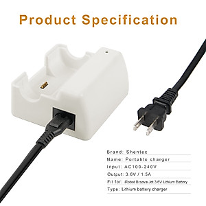 Shentec 3.6V 4000mAh Replacement Battery Compatible with iRobot Braava Jet 240 Floor Mopping Robots, Li-ion Battery with a Charger