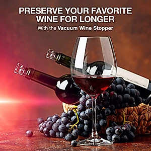 Mueller Electric Wine Opener Set - Rechargeable Batteries and USB Charging Cable - Electric Corkscrew Opener with Foil Cutter, Wine Pourer, Vacuum Stopper (Batteries Included), Valentines Day Gifts