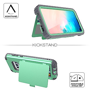 WeLoveCase Galaxy S10e Wallet Case Built in Screen Protector S10e Defender Wallet Card Holder Cover with Hidden Mirror 3 Layer Shockproof Heavy Duty Protection Case for Samsung Galaxy S10e Mint