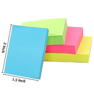 Cocoboo 20 Pack Sticky Notes, 2 x 1.5 Inches, 100 Sheets of Each, Memo Pads, 10 Bright Colors Sticky Pads, for Home Office School Supplies