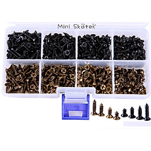 Mini Skater 800PCS #3 Small Cross Flat Head Tapping Screws Black Oxide Wood Screws Kit and Assortment ! (Black and Bronze)