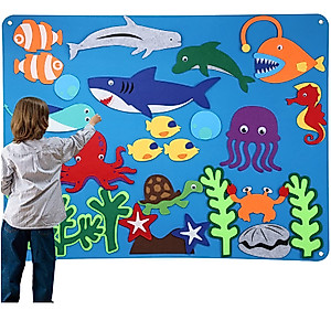 Crafty Toyz Ocean Animals Felt Board Set – Toddler Sea Creatures Play Kit – Kids Preschool Classroom Story Crafts – Toddlers Learning Animal Wall Toy