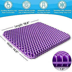 Gel Seat Cushion - Enhanced Double Thick Egg Seat Cushion with Non-Slip Cover - Office Chair Car Seat Cushion - Sciatica & Back Pain Relief - Perfect for Office Chair Car Wheelchair Travel