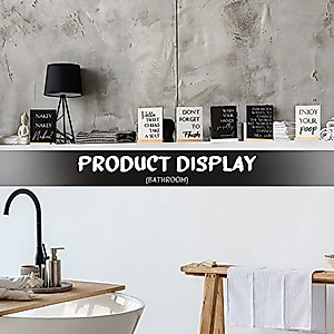 6 Pieces Funny Bathroom Signs Wooden Humor Sayings Restroom Decor Mini Bathroom Signs Decor with Base Stand Rustic Bathroom Farmhouse Decor for Home Shelf Bath Tiered Tray Table Housewarming Gifts