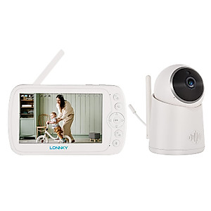 LONNKY Baby Monitor with Camera and Audio, 5" Color Display with 1080P Pan 355°/Tilt 65° Camera, 2-Way Audio, 16ft Night Vision, Temperature & Sound Alarm, Up to 1000ft Range, Support Playback