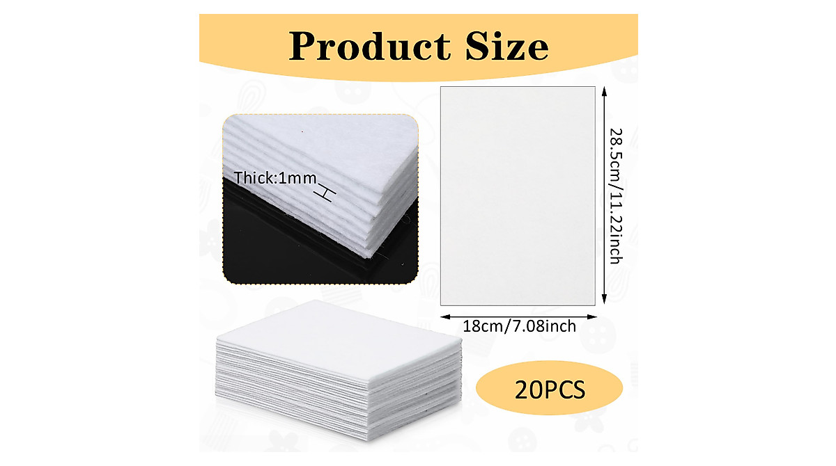 Premium White Stiff Felt Sheets for Crafting - 15Pcs