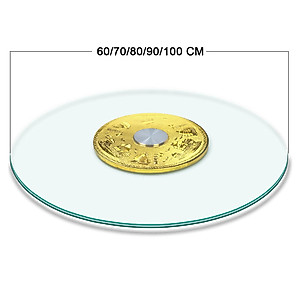 Glass Lazy Susan, with Swivel Assist System, Round Tabletop Rotating Tray Large Serving Plate, Silent & Smooth Spin