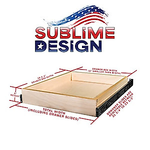 Sublime Design - 21" Inch Wide Side Mount - Baltic Birch Wood Pull Out Drawers for Kitchen Cabinets | Sliding Pantry Storage Organizer - Kitchen Drawer Replacement - Cabinet Slide Out Shelves