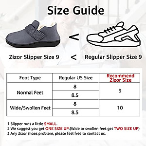 Zizor Women's Ivy Adjustable House Shoes Indoor Outdoor (Dark Grey, Size 7)