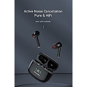 Loluka Noise Cancelling Earbuds Bluetooth Wireless Earbuds Waterproof Headphones ANC Earphones with Microphone Small Mini Ear Buds for Sports Workout Running Office
