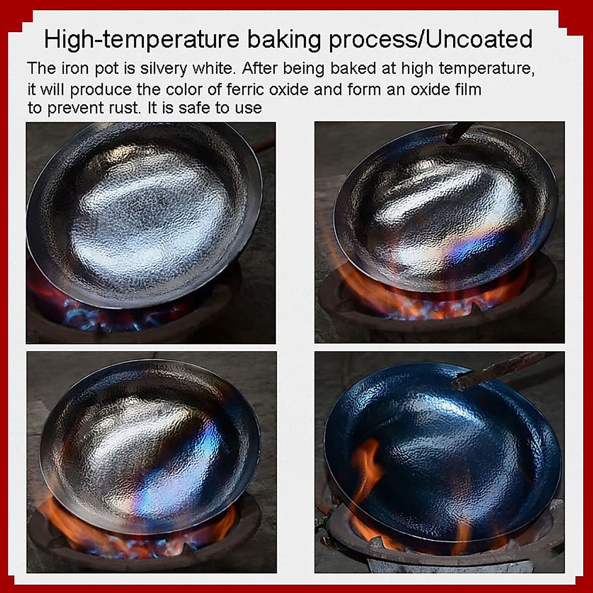 Chinese Iron Pot,Multipurpose Iron Woks,Stir-Fry Pan,Hand Forged No Coating Non-stick Pot,Wok,Suitable for gas stoves, Electric Hot Stoves,wood stoves, etc (Diameter 36cm/14.17in)