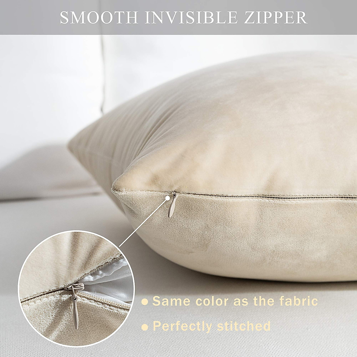 Stellhome Pack of 2 Super Soft Throw Pillow Covers Rectangle Solid Velvet Pillowcase for Bed Couch Sofa Bench, 12 x 20 inch (30 x 50 cm), Beige