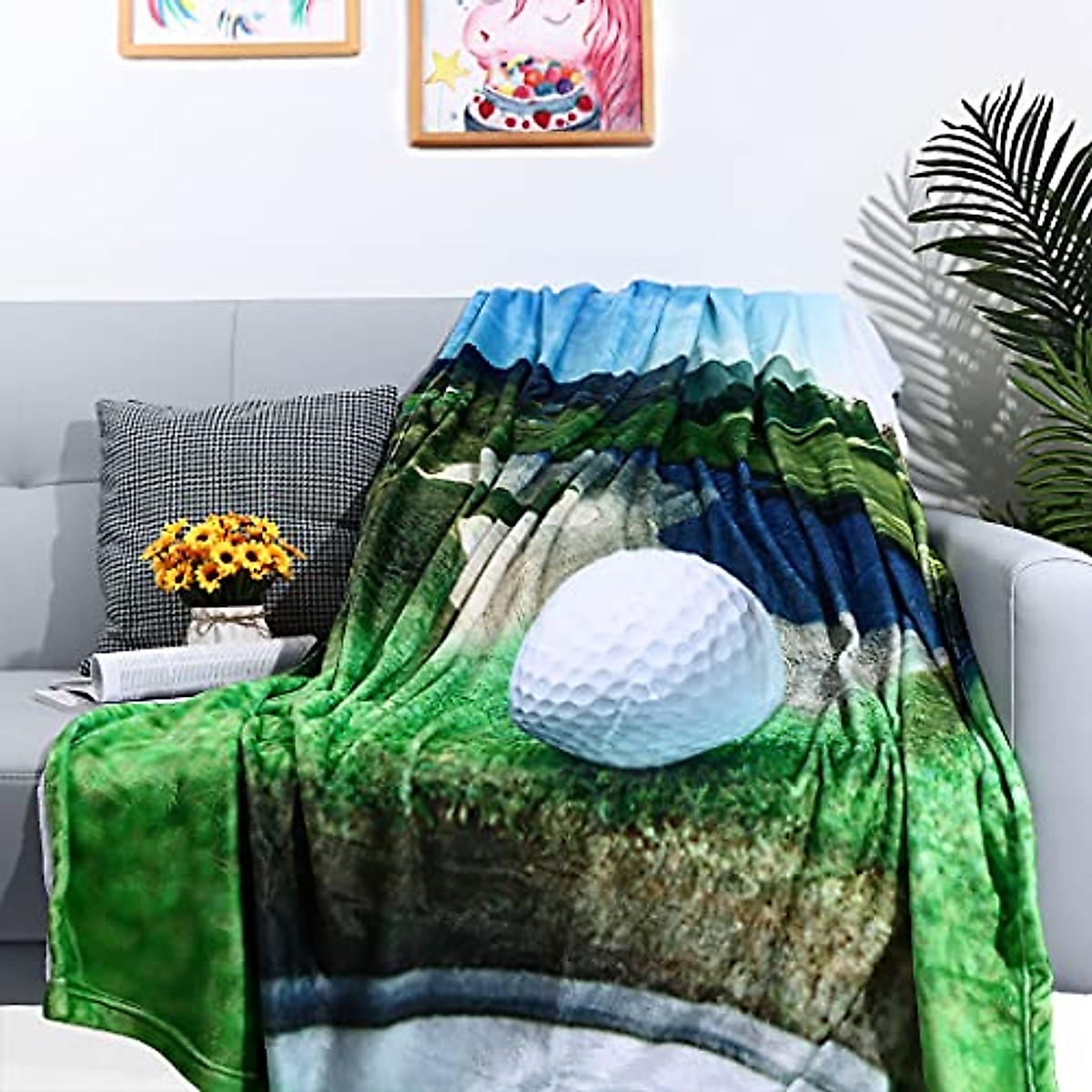 Blankets Sofa Bed Throw Lightweight Cozy Plush Golf Course Beautiful Sky Hole Bunker 60"x80"