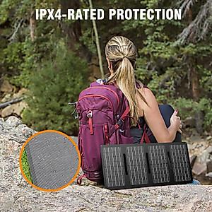 60W Foldable Solar Panel with 18V DC Output, Powkey Solar Charger with Stand and Carrying Bag, Portable Solar Panel for Power Stations with USB-A USB-C QC 3.0 for Outdoor Camping