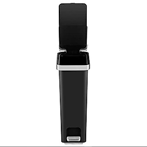 10.5 gal Plastic Slim Kitchen Step Trash Can, Black, 17.30" L x 9.80" W x 24.60" H