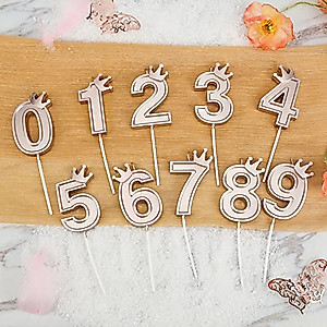 TOYMIS 3inch Crown Number Candle, Birthday Candle Cake Topper 3D Numeral Cake Candles for Birthday Cakes Anniversary Wedding Parties Special Occasion (Rose Gold; 1)