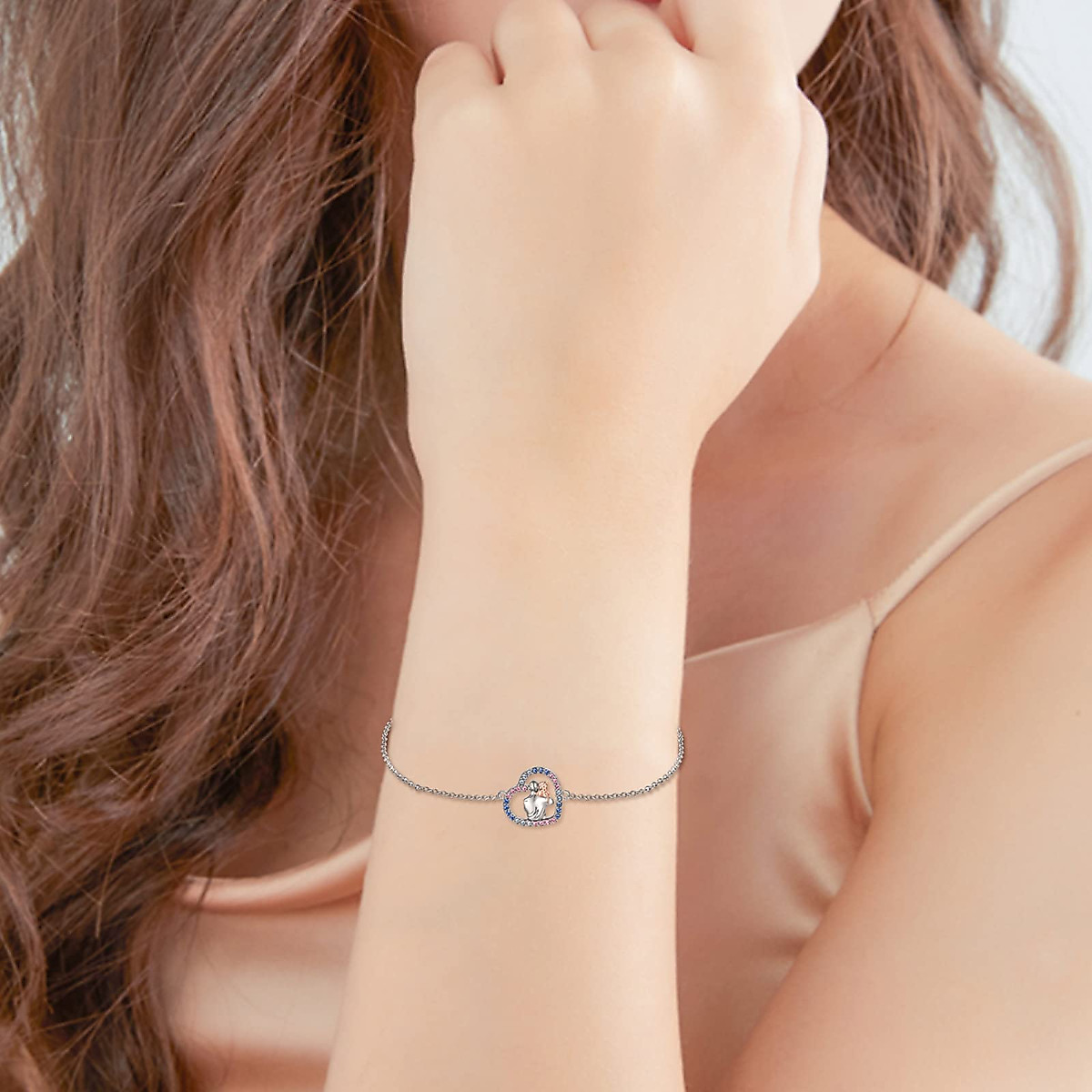 AOBOCO Daughters Bracelet Christams Gifts from Dad Sterling Silver Father Daughter Jewelry