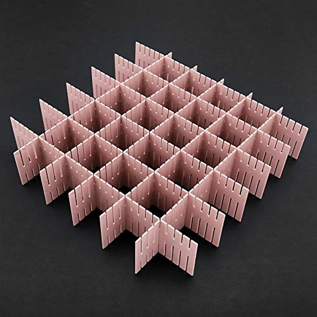 SING F LTD 12pcs Adjustable DIY Grid Clapboard Divider Drawer Closet Storage Organizer Home Storage 37x7cm Pink
