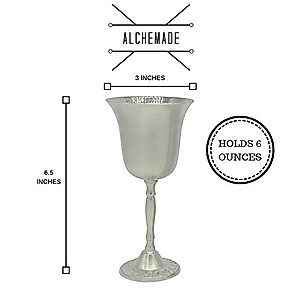 Alchemade 6 Ounce Silver Nickel Kiddush Cup - Goblet, Chalice, Wine Glass - To Use For Religious Holidays, Special Occasions, Events, And Celebrations