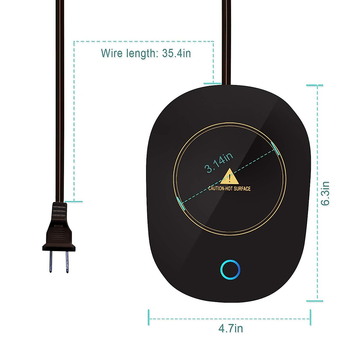 Mug Warmer Coffee Warmer with Automatic Shut Off to Keep Temperature Up to 131℉/ 55℃ Safely Use for Office/Home to Warm Coffee Tea Milk Candle Heating Wax (Black)