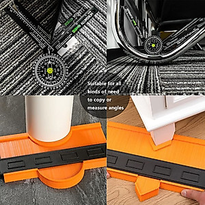 7 inch Aluminum Protractor Angle Finder & Contour Gauge(10 inch Lock), Miter Saw Protractor with Bubble Level, Irregular Shape Duplication Gage Tool for Carpentry, DIY Handyman, Home improvement