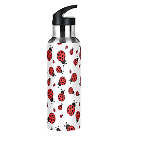 xigua Ladybug Water Bottle Double Walled Stainless Steel Leak Proof Thermo Flask for Sports Gym Cycling Outdoor,33 oz.