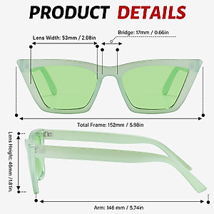 Przene Cateye Shaped Trendy Vintage Sunglasses for Women and Men UV400 Protection Square Frame Sun Glasses Green