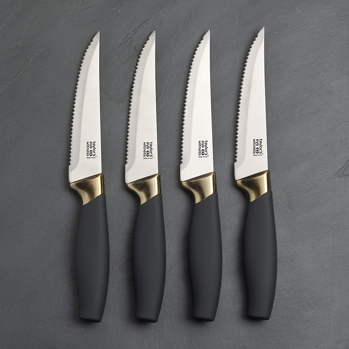 Taylors Eye Witness Knife Steak Set of 4 Brooklyn Brass
