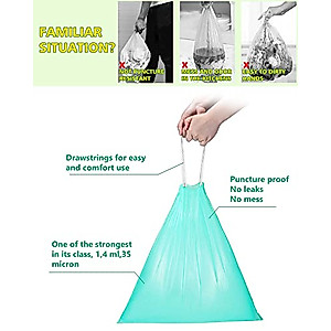 Biodegradable Trash Bags 8 Gallon Trash Bags Drawstring, AYOTEE 75 Counts Medium Trash Bags 8 Gallon Garbage Bags, Unscented 30 Liter Trash Bags Waste Basket Liners for Kitchen Bathroom Office