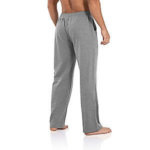 Agnes Urban Men's Joggers Sweatpants Open Bottom Straight Leg Casual Loose Fit Running Athletic Jersey Pants with Pockets Grey