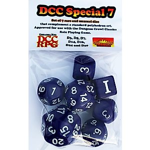 DCC Special 7 - Purple - Set of 7 Rare and Unusual RPG dice Approved for use with Dungeon Crawl Classics