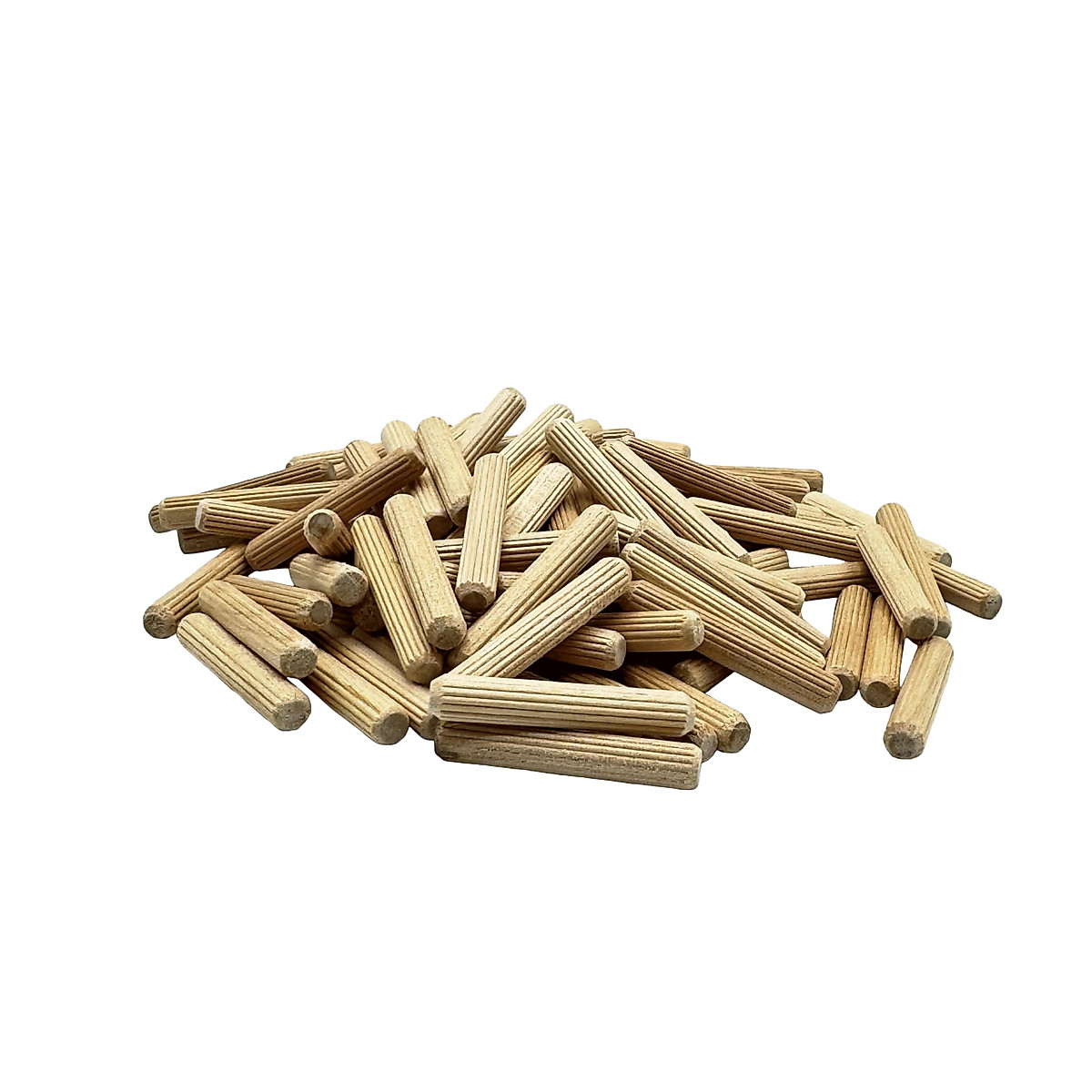 100 Pack 1/4" x 1 1/2" Wooden Dowel Pins Wood Kiln Dried Fluted and Beveled, Made of Hardwood