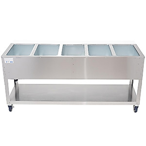 Kratos Commercial Mobile Electric Steam Table/Hot Food Table, 5 Wells, Stainless Steel, NSF 240V (28W-200)