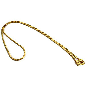 arrawana77 24k Thai Yellow Gold Plated Thin Chain Necklaces 18 inch Long Mini Cross Chain 2 mm Fashion Jewelry