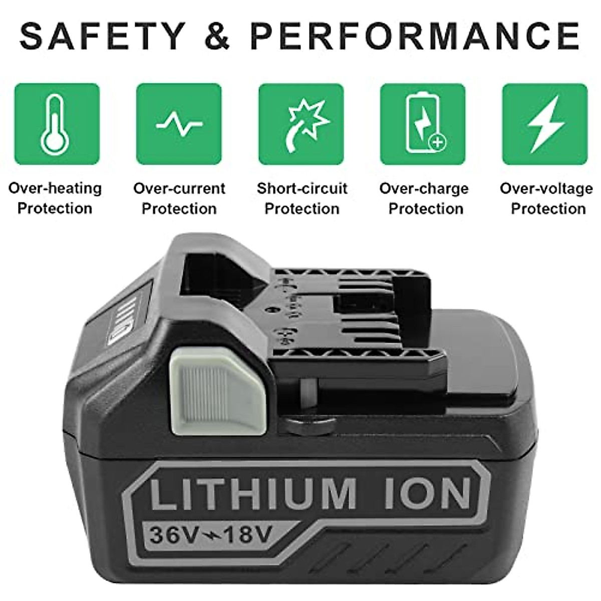 High-Output Multi Volt 6.0Ah/ 3.0Ah Battery for Metabo HPT 36V/ 18V MultiVolt Lithium Ion Battery, Slide Style 372121M /371751M