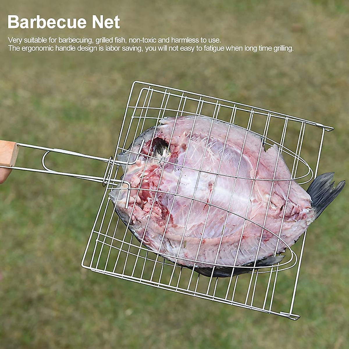Grill Basket,Stainl Steel Rolling Grilling Baskets,Non-Stick Handle BBQ Net Barbecue Mesh for Outdoor Grilling,Fish Meat Grill Basket for BBQ Oven