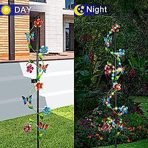 K KYMYCRAFT Solar Garden Lights Outdoor Decor, 2 Pack Garden Stake Light Waterproof Garden Lights with Stand for Garden, Patio Landscape, Yard, Pathway Decoration (Butterfly)