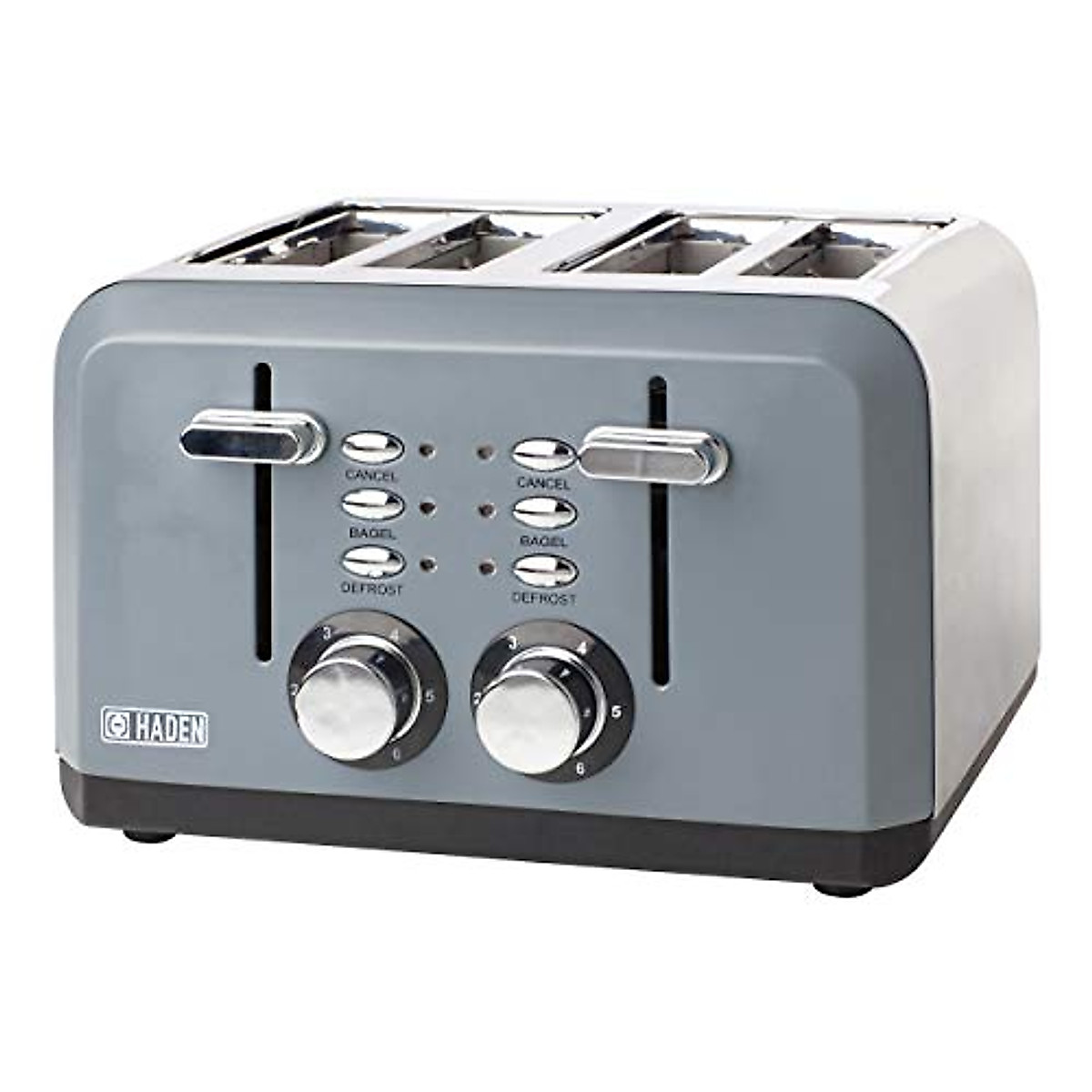 Haden 75007 PERTH 4-Slice, Wide Slot Toaster with Browning Control, Cancel, and Defrost Settings in Slate Grey
